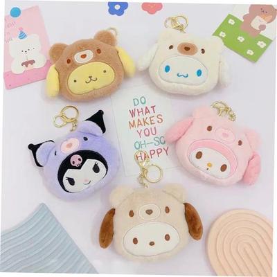 Sanrio Plush Coin Purse Kawaii Kuromi Melody Keychain Bag Co