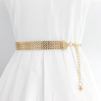 Fashion Simple Chain Belt Women Lady High Waist Gold Belts W