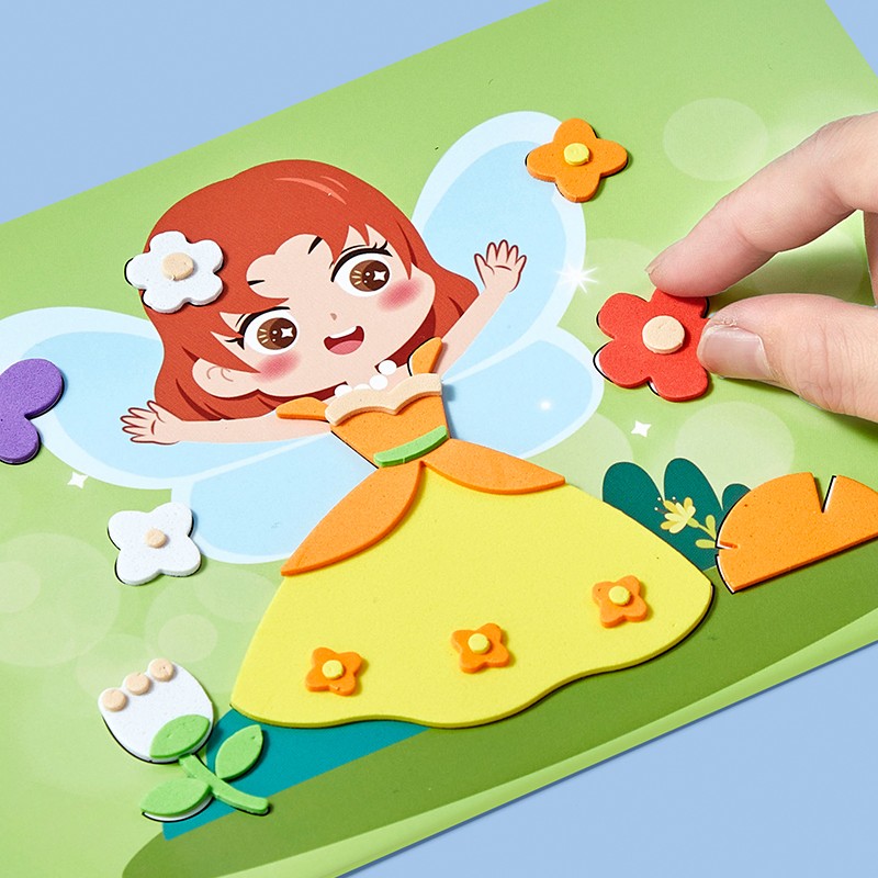 儿童手工diy立体贴画玩具宝宝幼儿园3d制作材料包女孩子贴纸礼物