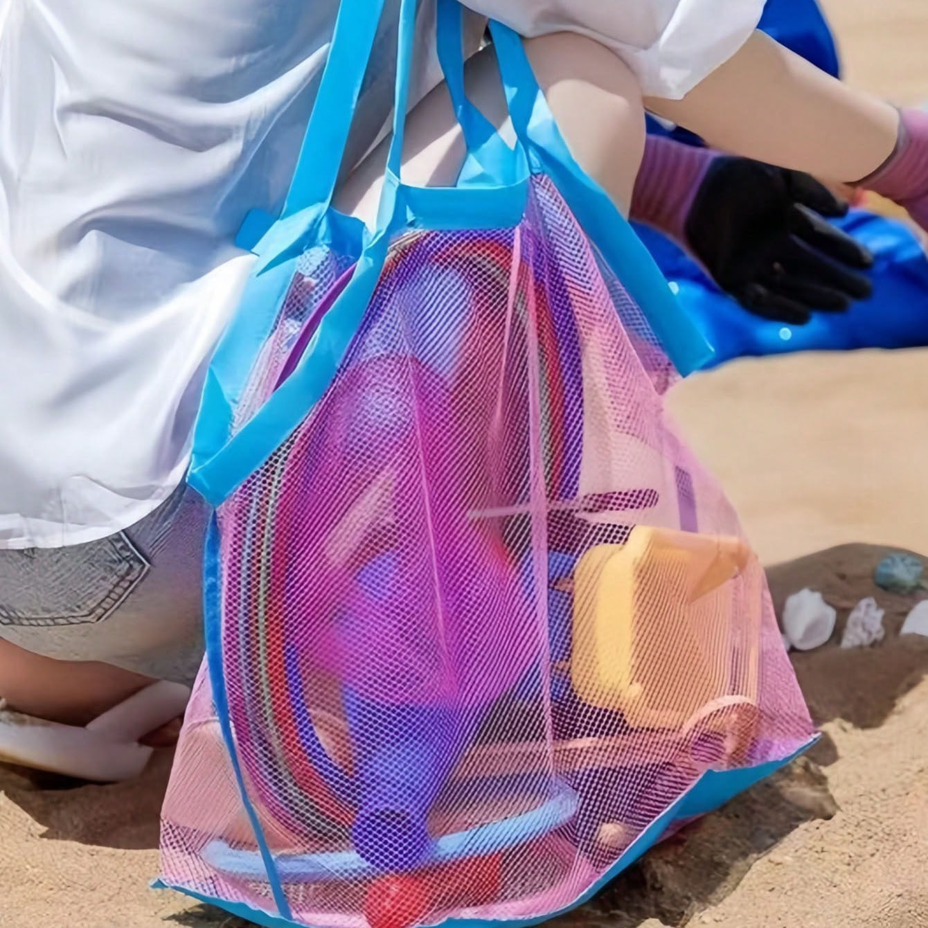 沙滩玩具套装收纳袋儿童挖沙玩沙子工具海边塑料城堡小桶铲子背包