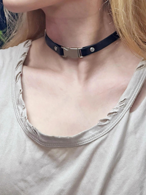 朋克皮革choker项圈女卡扣颈链