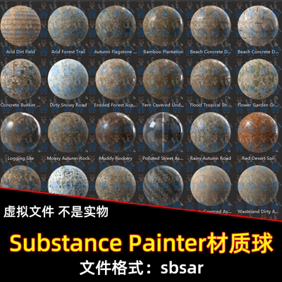 Substance Painter森林落叶地面道路雪地地表公路材质球sp材质球