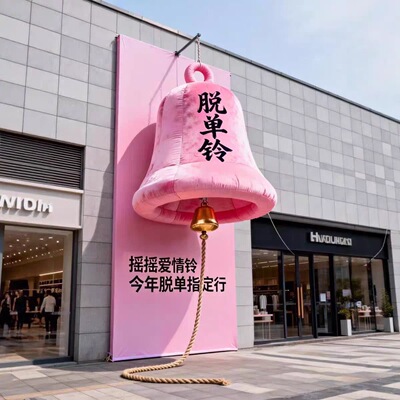 520情人节许愿铃铛气模定制装饰脱单铃商场吊挂毛绒美陈打卡装置
