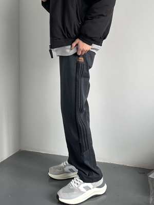 HMN Studio美式条纹拼接休闲裤男女卫裤垂感宽松直筒裤运动长裤