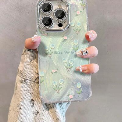轻奢郁金香opporeno15c手机壳新款女潮reno14/13/12高级findx9pro/x8s全包防摔a6gt/a5x自带镜头膜ace6保护套