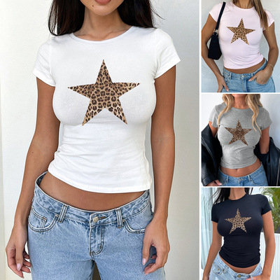 Round neck star tight short sleeves 圆领星星修身套头短袖上衣
