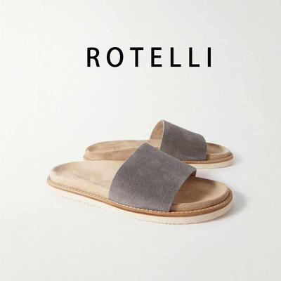 夏季老钱风羊皮革松弛休闲一字拖