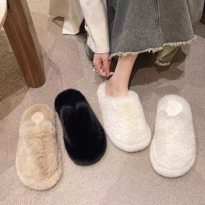 厚底毛毛包头半拖鞋女外穿软底