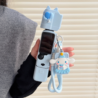 适用大疆OsmoPocket 3云台相机壳硅胶套保护壳双耳玉桂狗可爱卡通