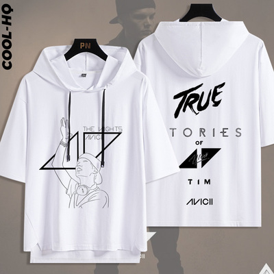 百大dj电音avicii欧美艾维同款连帽短袖t恤男女夏季纯棉半袖上衣
