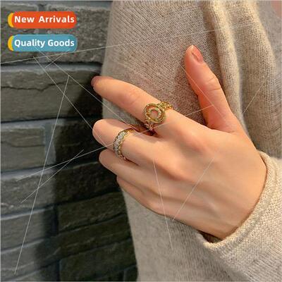 Rings Women che Cold Fashion Open Two pcs C Letter Wh Diamon