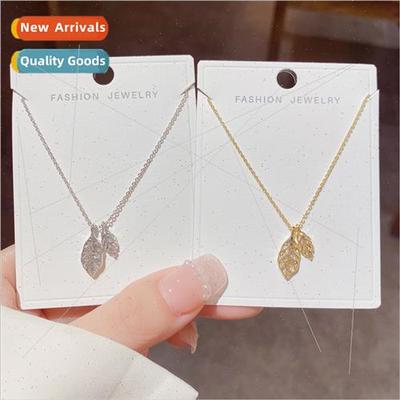 2022 Summer mple New Diamond Encrusted Leaf Necklace Female