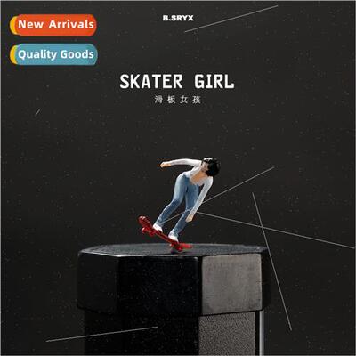 1:64 scooter girl miniature doll set girl model sandbox scen