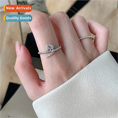 Korea retro twine twist open finger ring fashion key love ri