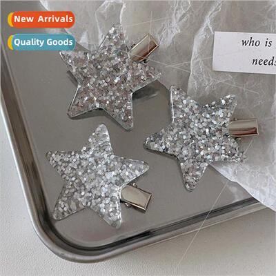 Sequins star hair clips glter pentagram duckbill clip y2k si