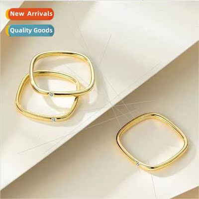 mple Small Square Ring Closed Ring Women Premium Feeling che