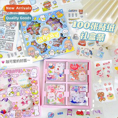 Cute handbook sticker set cartoon waterproPET stickers gift