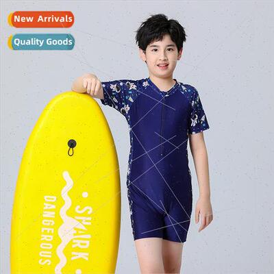 Childrens swimsus boys short-sleeved one-piece sports wind s