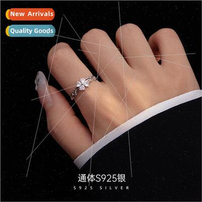 925 lver Moriological Thorn Clover Zirconia Ring Female che