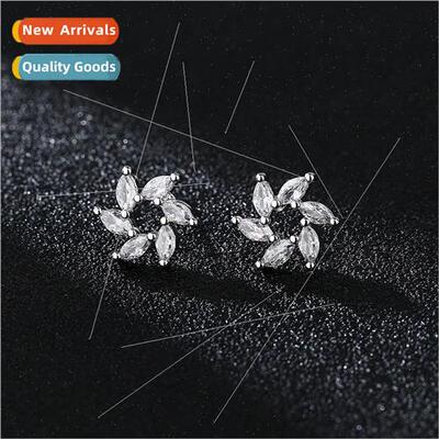 New rotating windmill earrings Korea female plating S925 sil