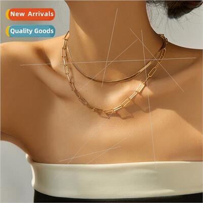 Europe hip-hop set shooting simple versatile gold wire chain