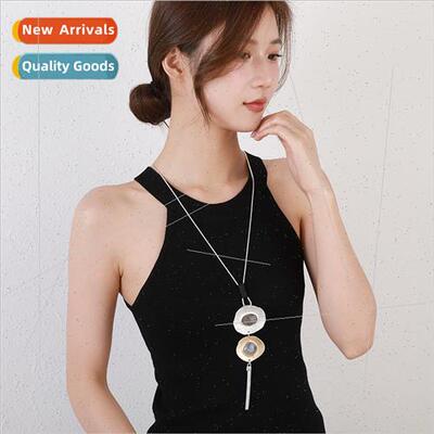 Women Long Necklace Metal Fashion Tassel Sweater Chain Neckl