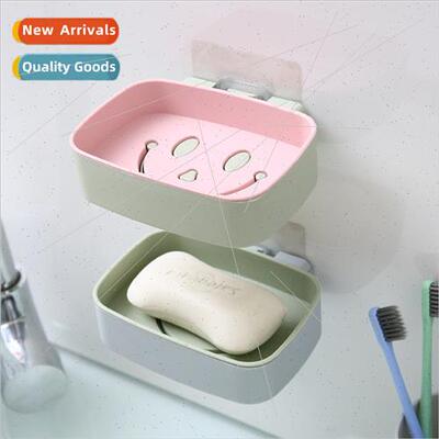 No-hole smiley double soap box Non-marking stick wall-absorb