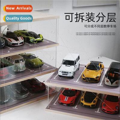 1:24 car model blind box storage display rack wooden parking