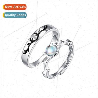 Moonstone all way deer have you couple ring men women a pair