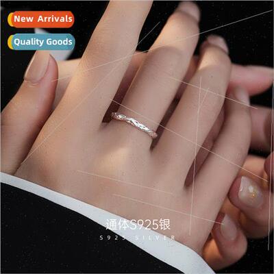 S925 lver Braided Twist Ring Women mple Interwoven Vegetaria