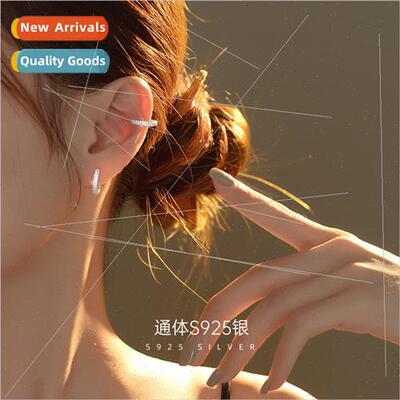 S925 silver ear clips zirconia small circle whout ear hole f