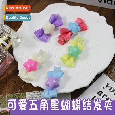 Clashing stars bow hair clips children versatile candy color