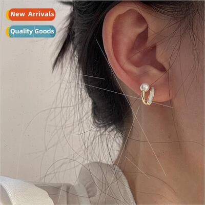 Geometric shell copper earrings earrings pearl 925 silver pi