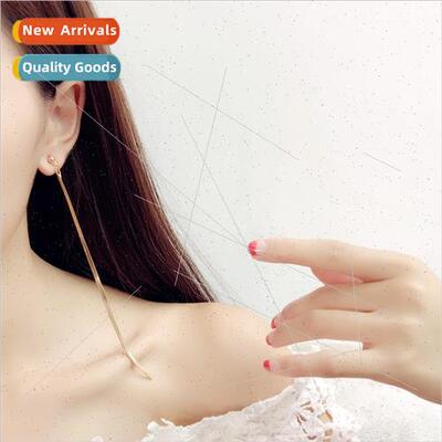 Elegant minimalist metal thin long bar to modify face shape