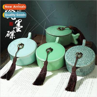 Longquan celadon wh pull ring inkwell pen holder shelf ink s