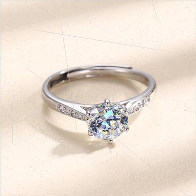 Six claw set one carat moissanite silver ring niche 2023适用