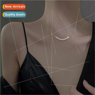 Pearl necklace female ins niche retro silver new simple hund