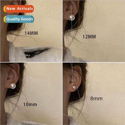 Large posive round strong light Schijia pearl earrings retro