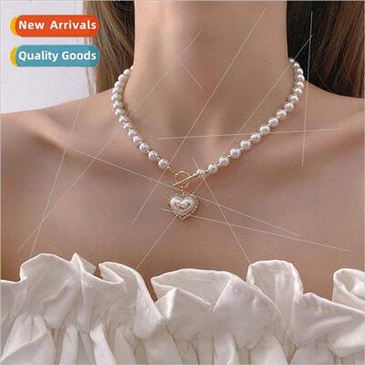 Korea ins new imation pearl love necklace cold wind sweet si