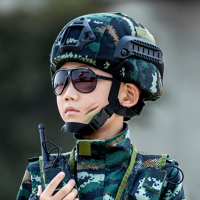 儿童迷彩服头盔男孩虎斑cp沙漠三级头吃鸡装备军训套装真人cs头盔