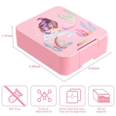 Bento Lunch Box for Kids: Mermaid Bento Boxes 4 Compartment