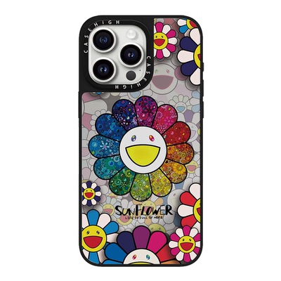 C家磁吸MagSafe日本潮牌村上隆太阳花适用iphone16pro手机壳17promax苹果15plus镜面明星同款14网红小众13女