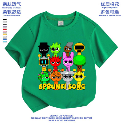 节奏盒子t恤衣服儿童短袖Sprunki童装周边男女童休闲印花上衣潮流