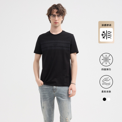 LIU·JO UOMO男士 夏季款休闲舒适圆领棉质混纺运动短袖T恤上衣