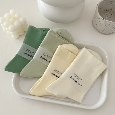 suxinaimin月子袜同款白色堆堆袜春夏ins风潮日系松口中筒袜