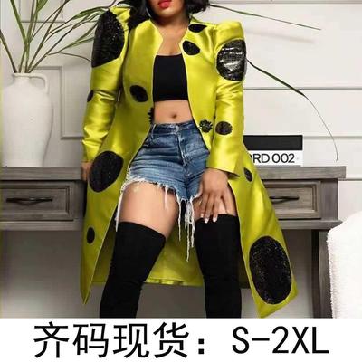 Sequined stitching featured dress women's trench coat