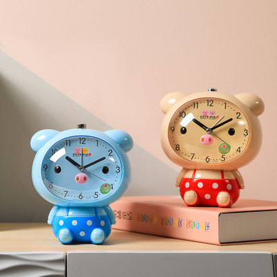 儿童小闹钟卡通会说话学生用可爱智能懒虫起床神器兔子女孩钟表