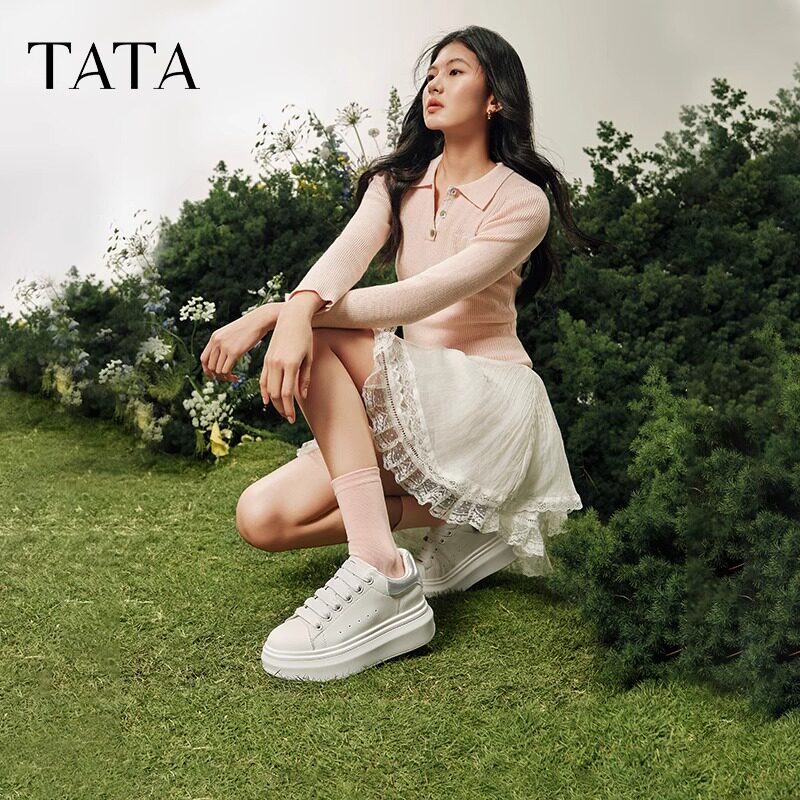 TATA他她奶油泡泡厚底小白鞋女百搭休闲板鞋女鞋春季WU501CM4