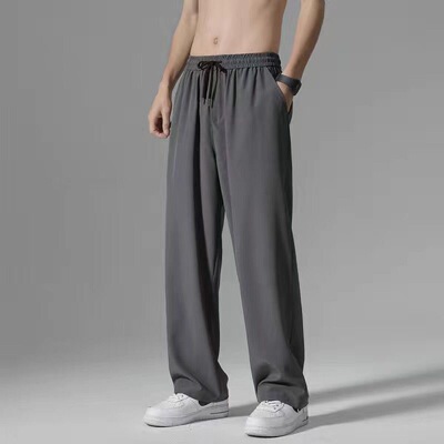 Loose solid color straight leg pants for men宽松纯色直筒裤男