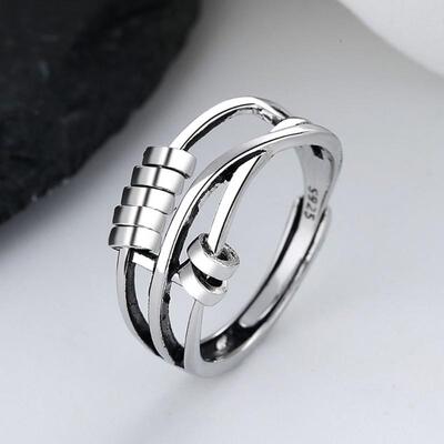 Anxiety Ring Opening Women Men Fidget Ring With Bead Worry S
